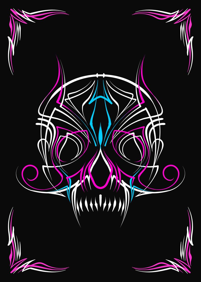 'Retro Skull Pinstriping' Poster, picture, metal print, paint by ...