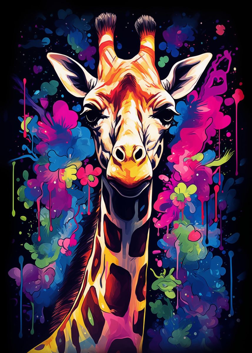 'Giraffe Girafe Painting' Poster, picture, metal print, paint by Berly ...