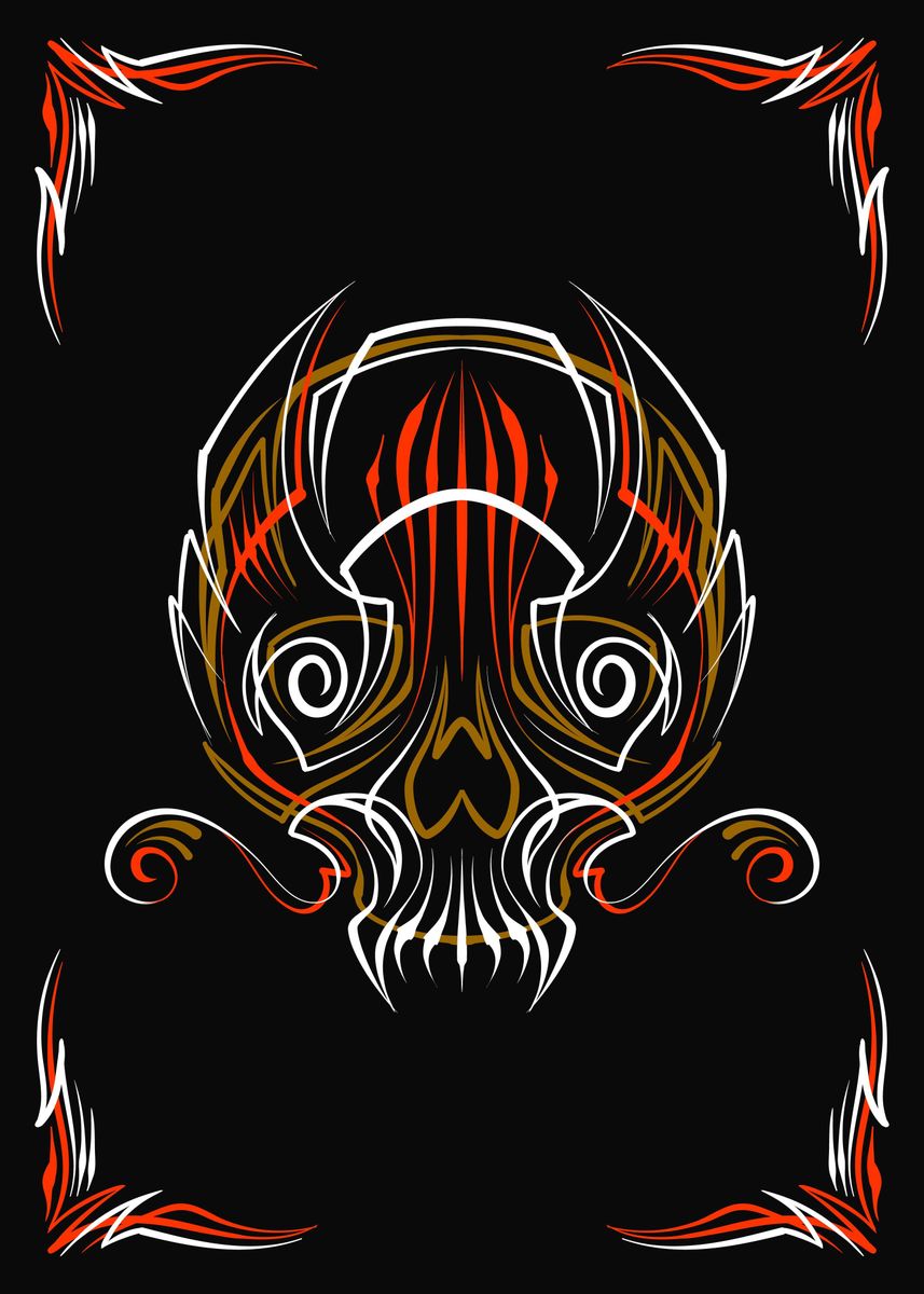 'Retro Skull Pinstriping' Poster, picture, metal print, paint by ...