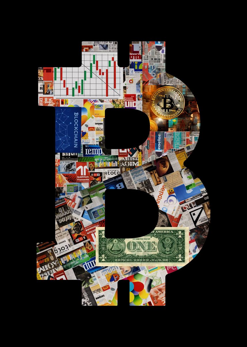 'Bitcoin Collage' Poster, picture, metal print, paint by Adam | Displate
