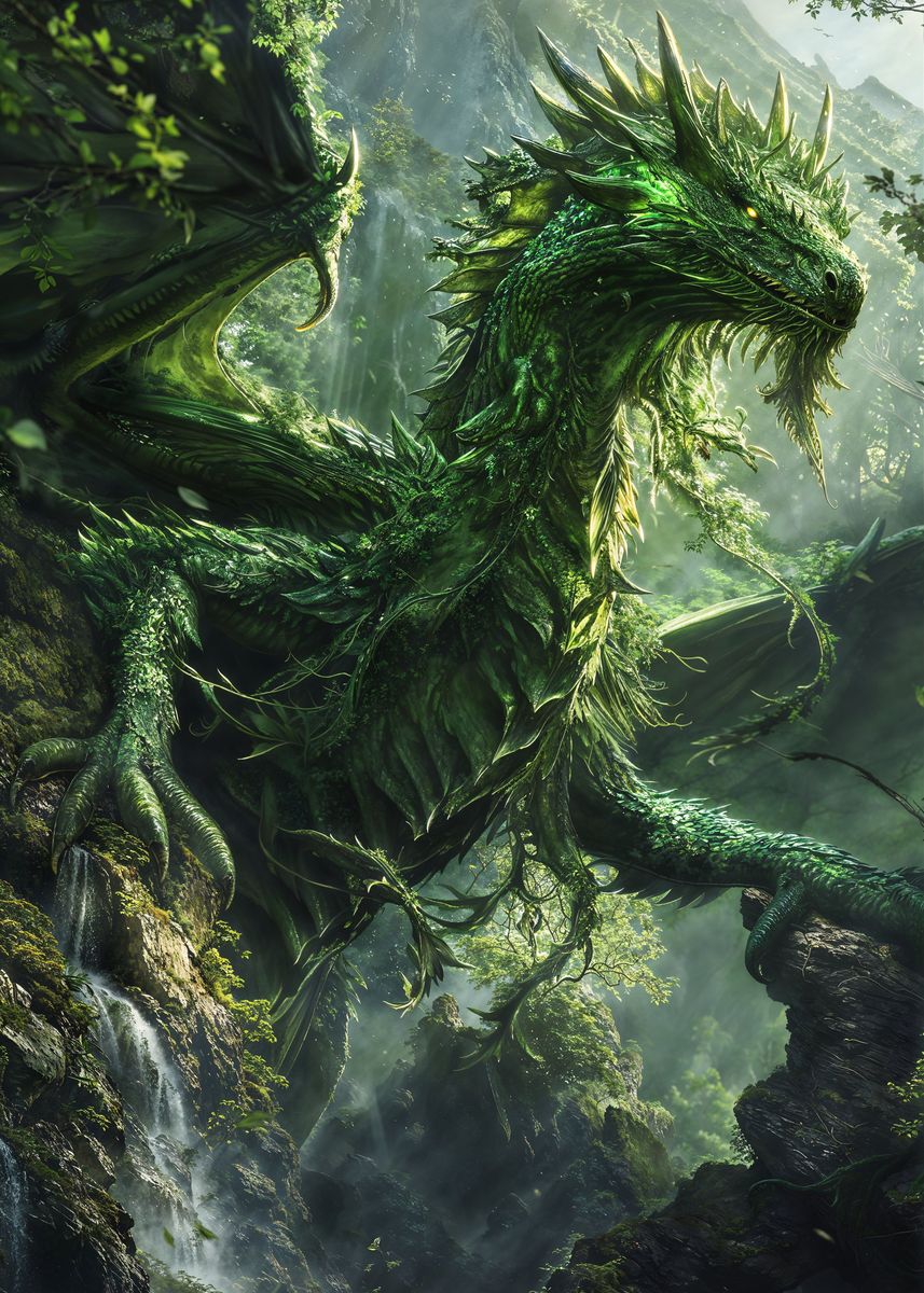 'Awakened Nature Dragon' Poster, picture, metal print, paint by ...