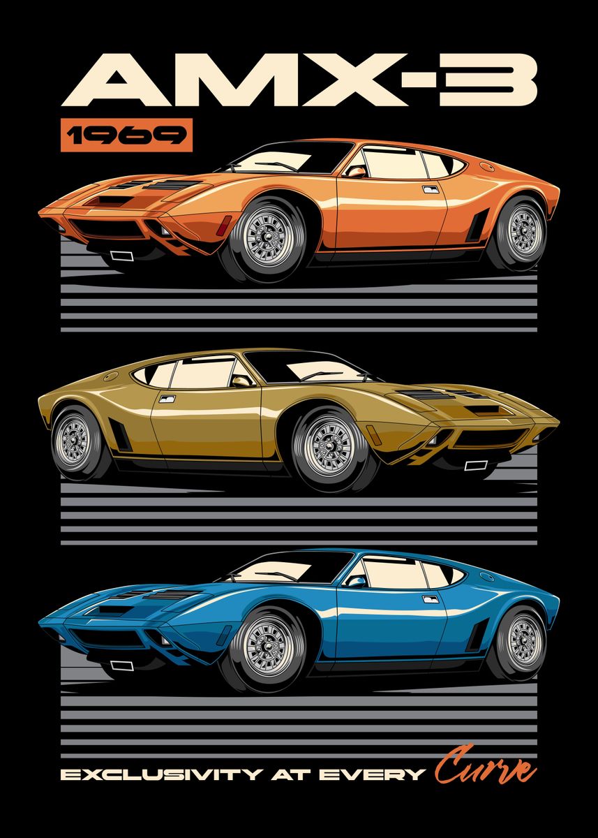'AMX 3 Concept Sport Car' Poster, picture, metal print, paint by Amila ...