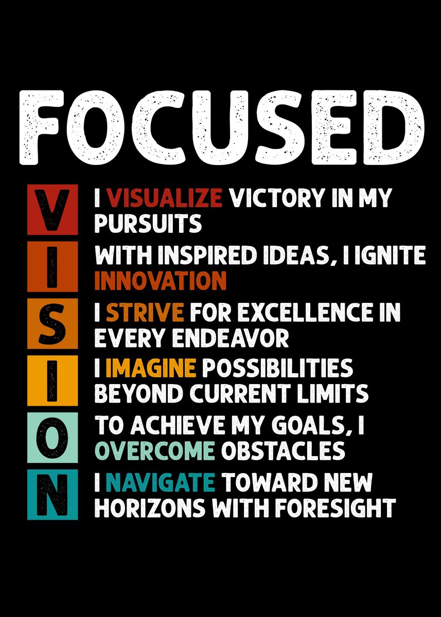 'Focused Vision Motivation' Poster, picture, metal print, paint by ...