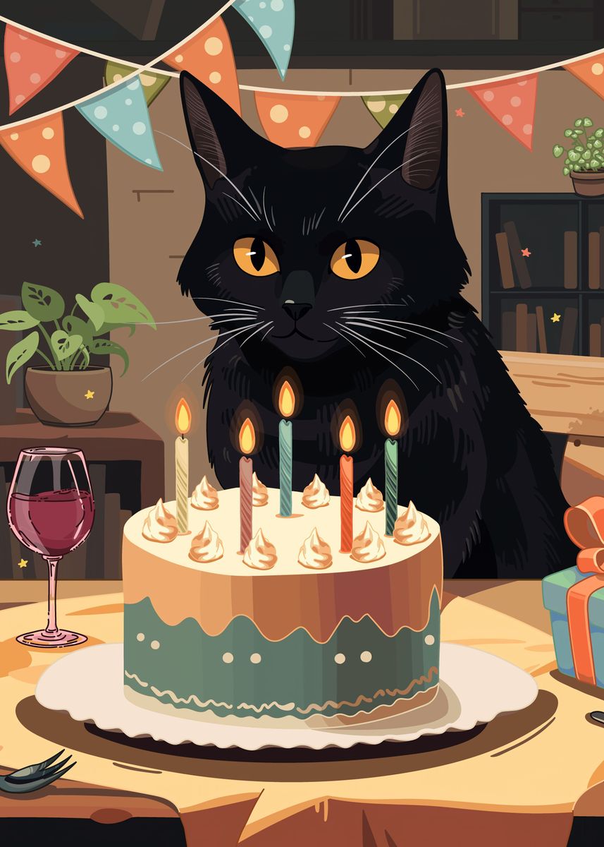 'happy cat' Poster, picture, metal print, paint by Maknae Art | Displate