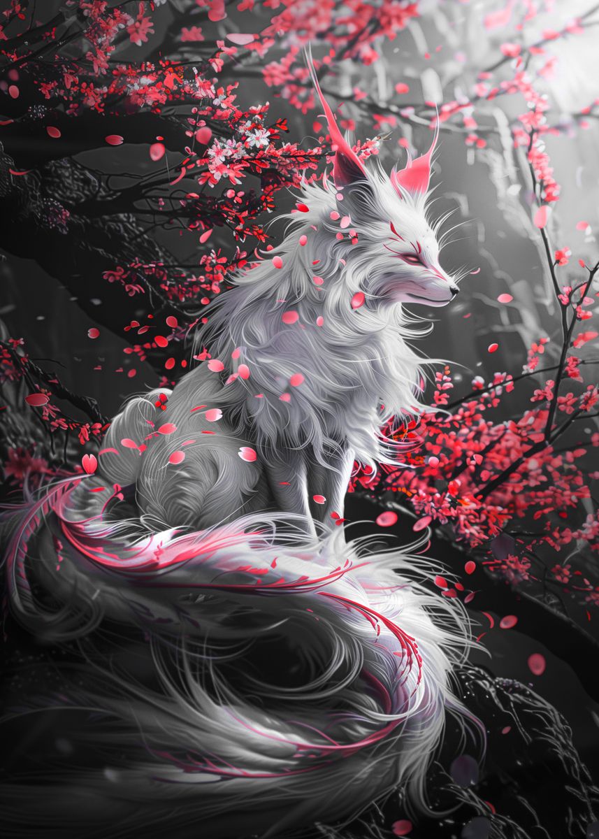 'Kitsune 2' Poster, picture, metal print, paint by the Moooh | Displate