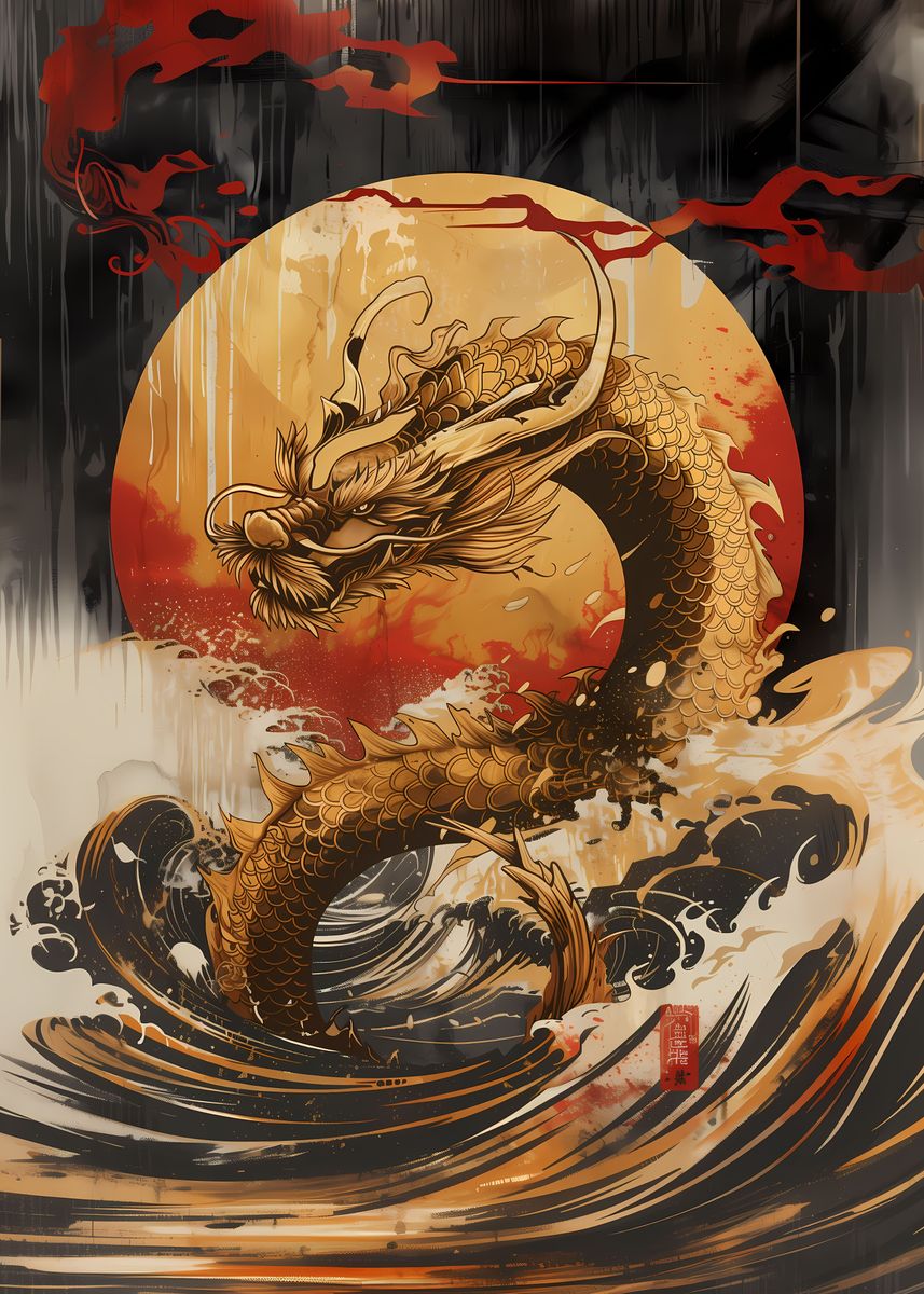 'Chinese Dragon' Poster, picture, metal print, paint by Posterium Wall Art | Displate