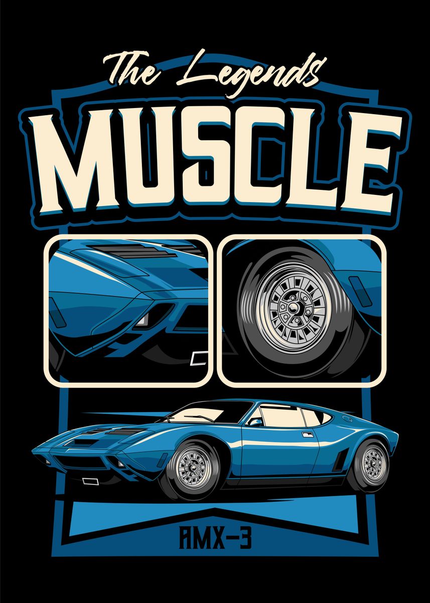 'AMC AMX 3 Sport Car' Poster, picture, metal print, paint by Berkah ...