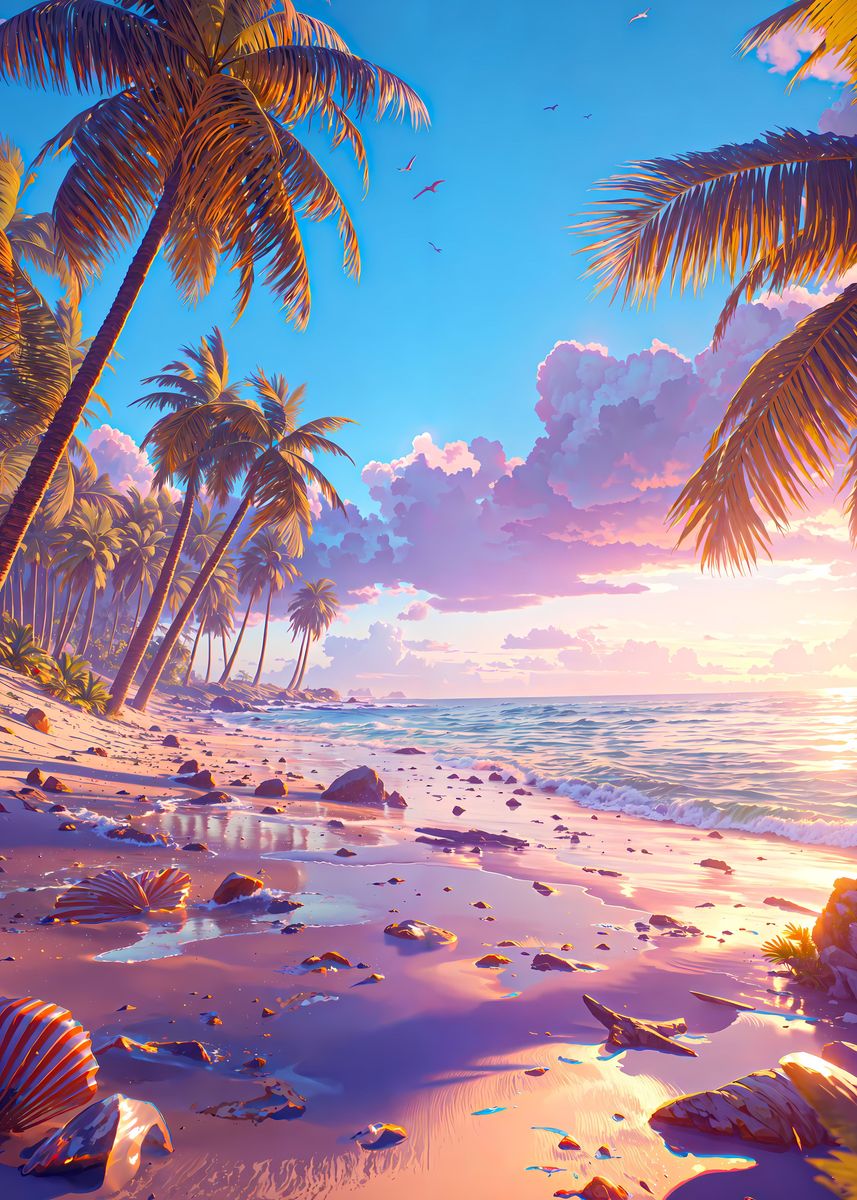 'Tropical Beach' Poster, picture, metal print, paint by SideygitArt ...