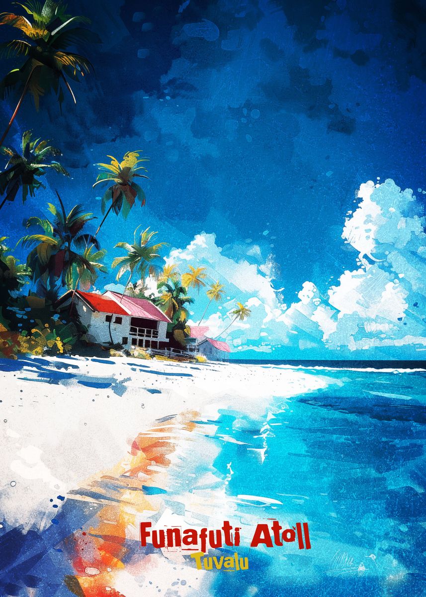 'Funafuti Atoll Art Poster' Poster, picture, metal print, paint by ...