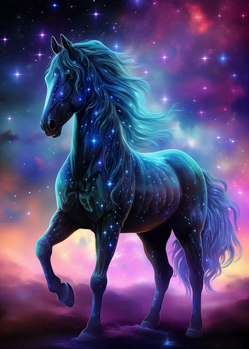 'Cosmic Horse Animal' Poster, picture, metal print, paint by Danan ...