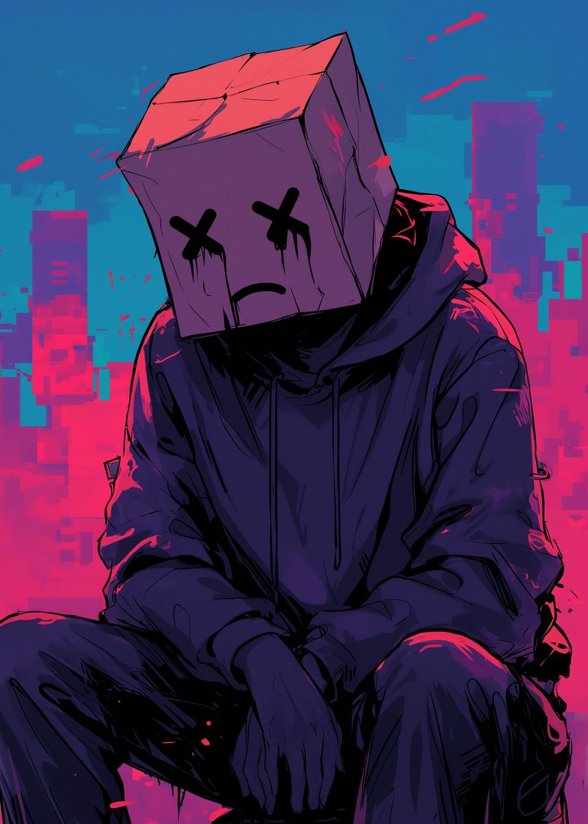 'Sad Box' Poster, picture, metal print, paint by Tomorrow Artz | Displate