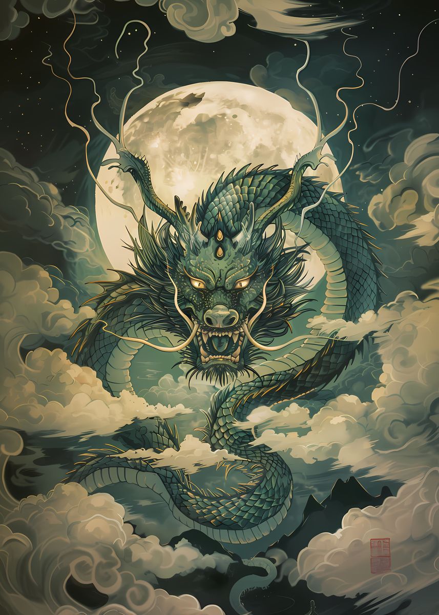 'Chinese Dragon' Poster, picture, metal print, paint by Posterium Wall Art | Displate