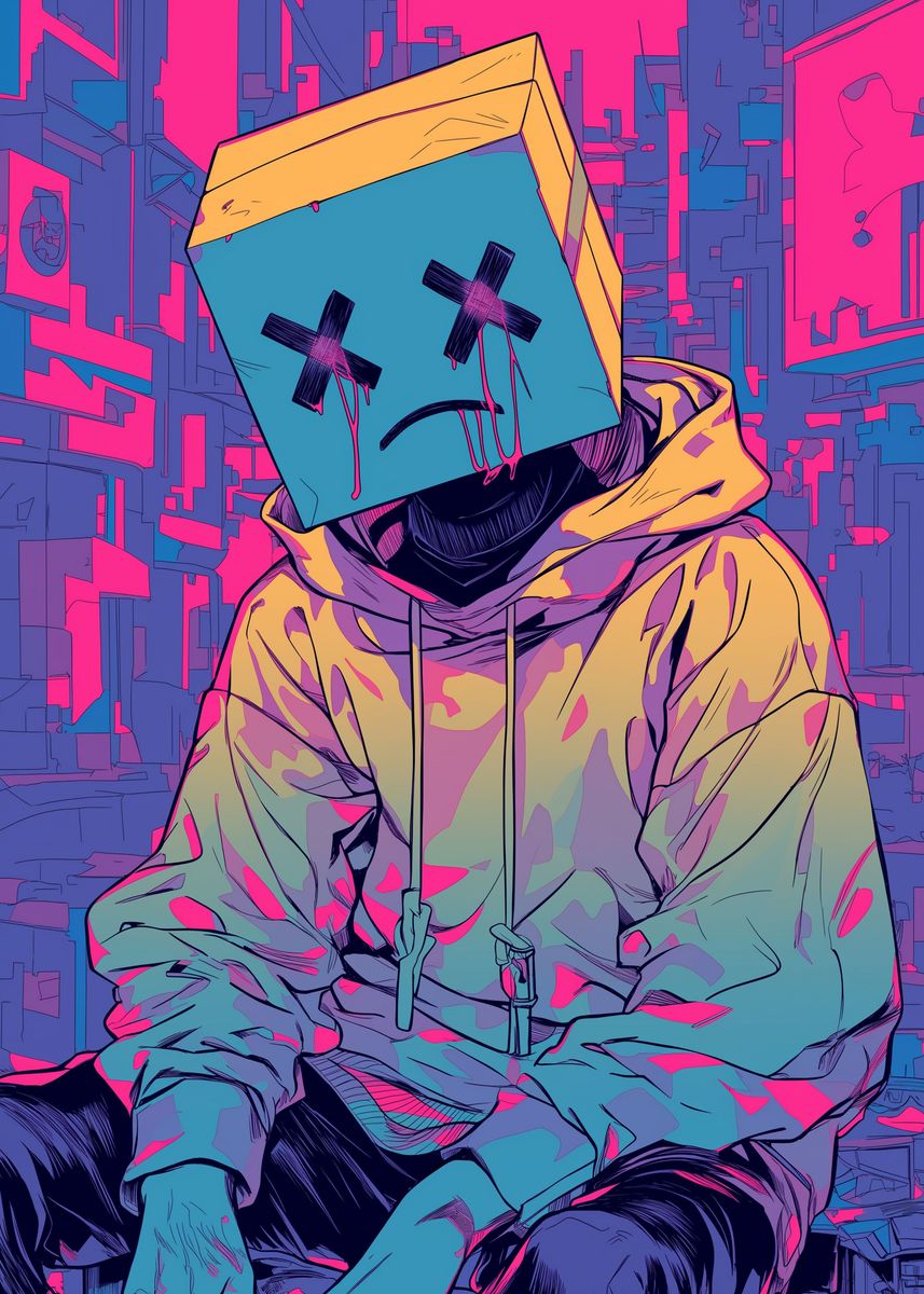 'Sad Box' Poster, picture, metal print, paint by Tomorrow Artz | Displate