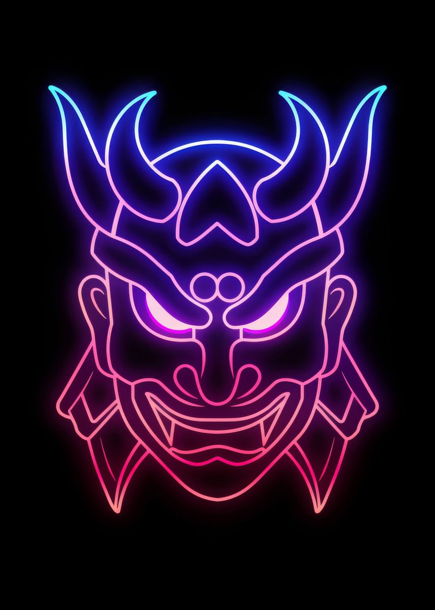 'Oni Light Neon Japan' Poster, picture, metal print, paint by Adam Reed ...