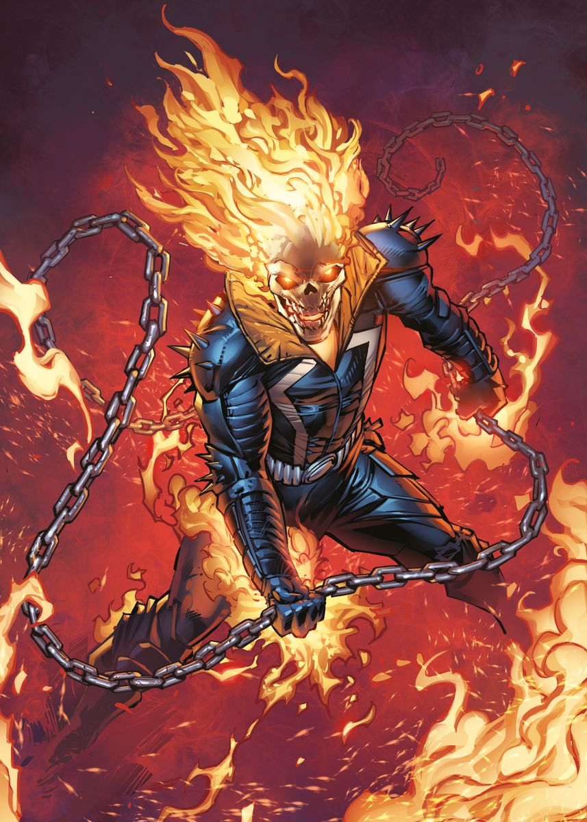 'Ghost Rider Base Card' Poster, picture, metal print, paint by Marvel ...
