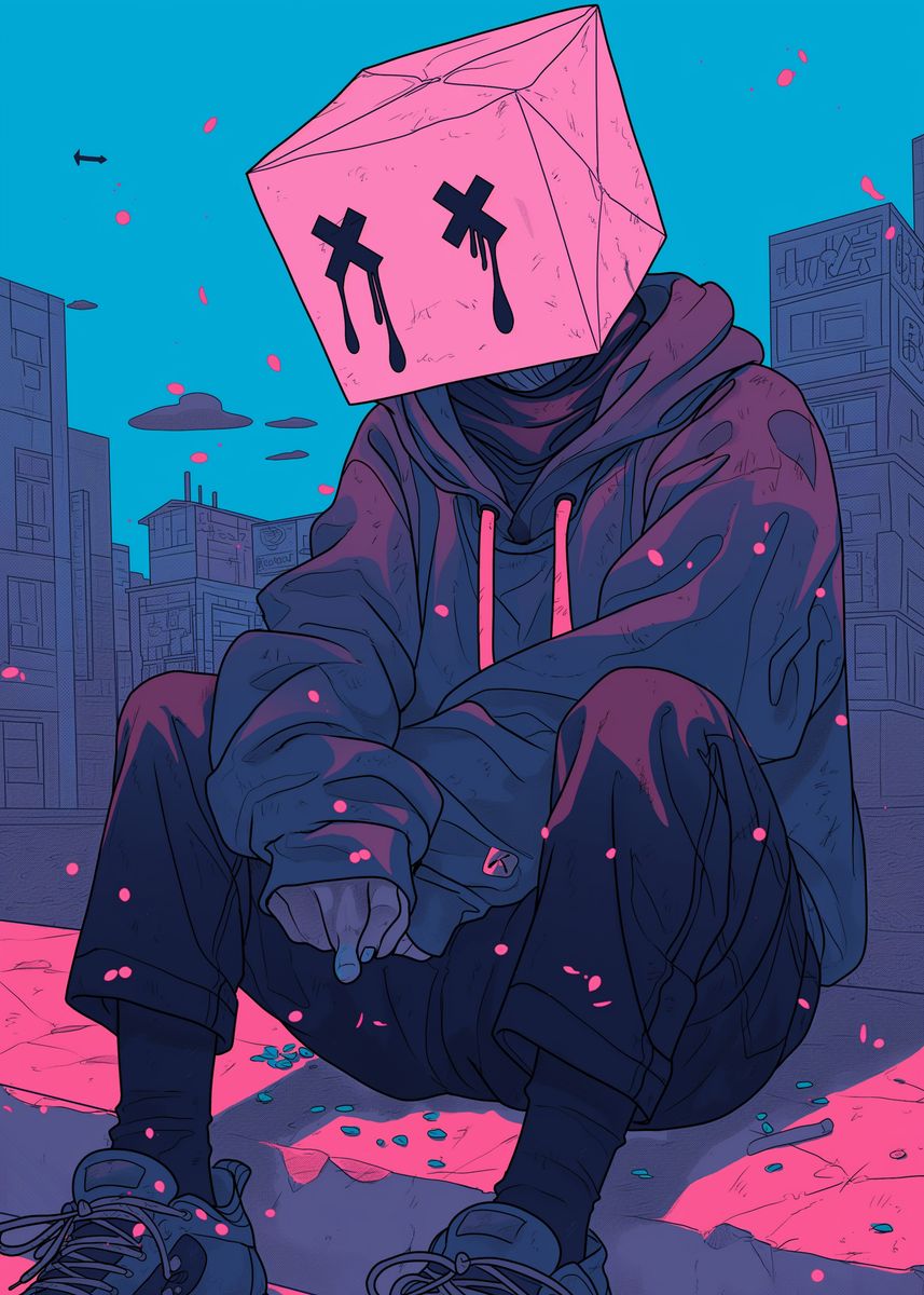 'Sad Box' Poster, picture, metal print, paint by Tomorrow Artz | Displate