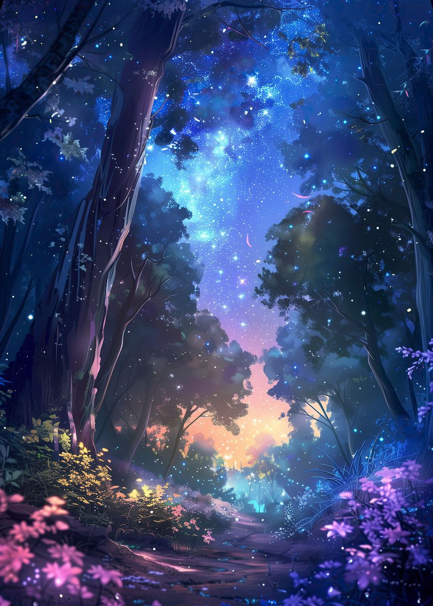 'Enchanted Path' Poster, picture, metal print, paint by KyzArt | Displate