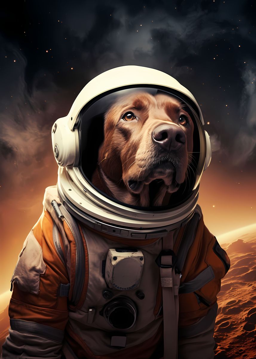 'Cute Astronaut Dog' Poster, picture, metal print, paint by Autophil ...