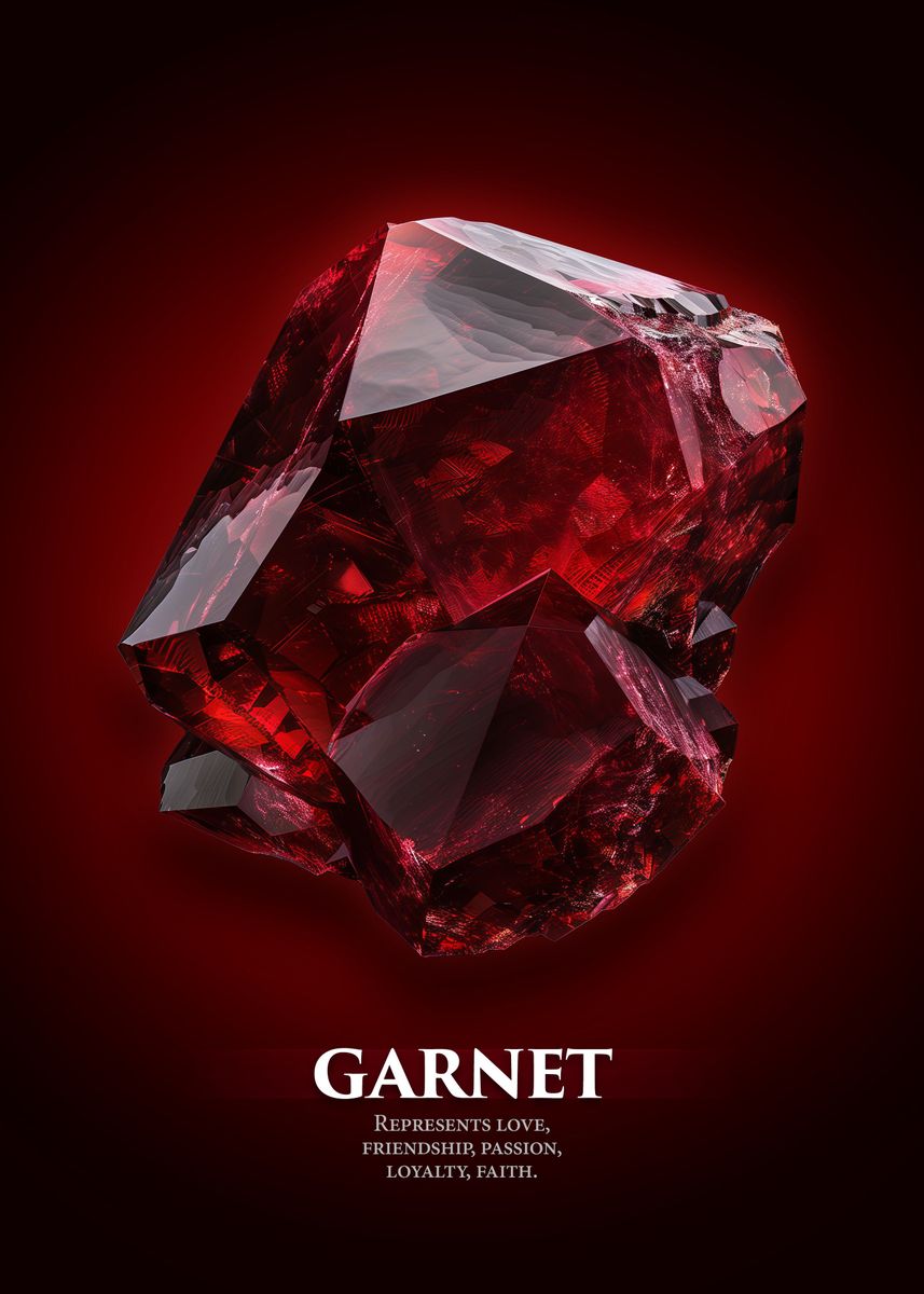 'Garnet Gemstone Crystal' Poster, picture, metal print, paint by Kitty ...
