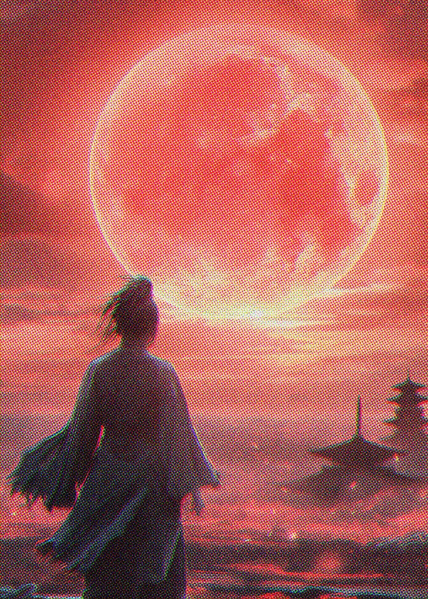 'Red Moon' Poster, picture, metal print, paint by Magnum Attack | Displate