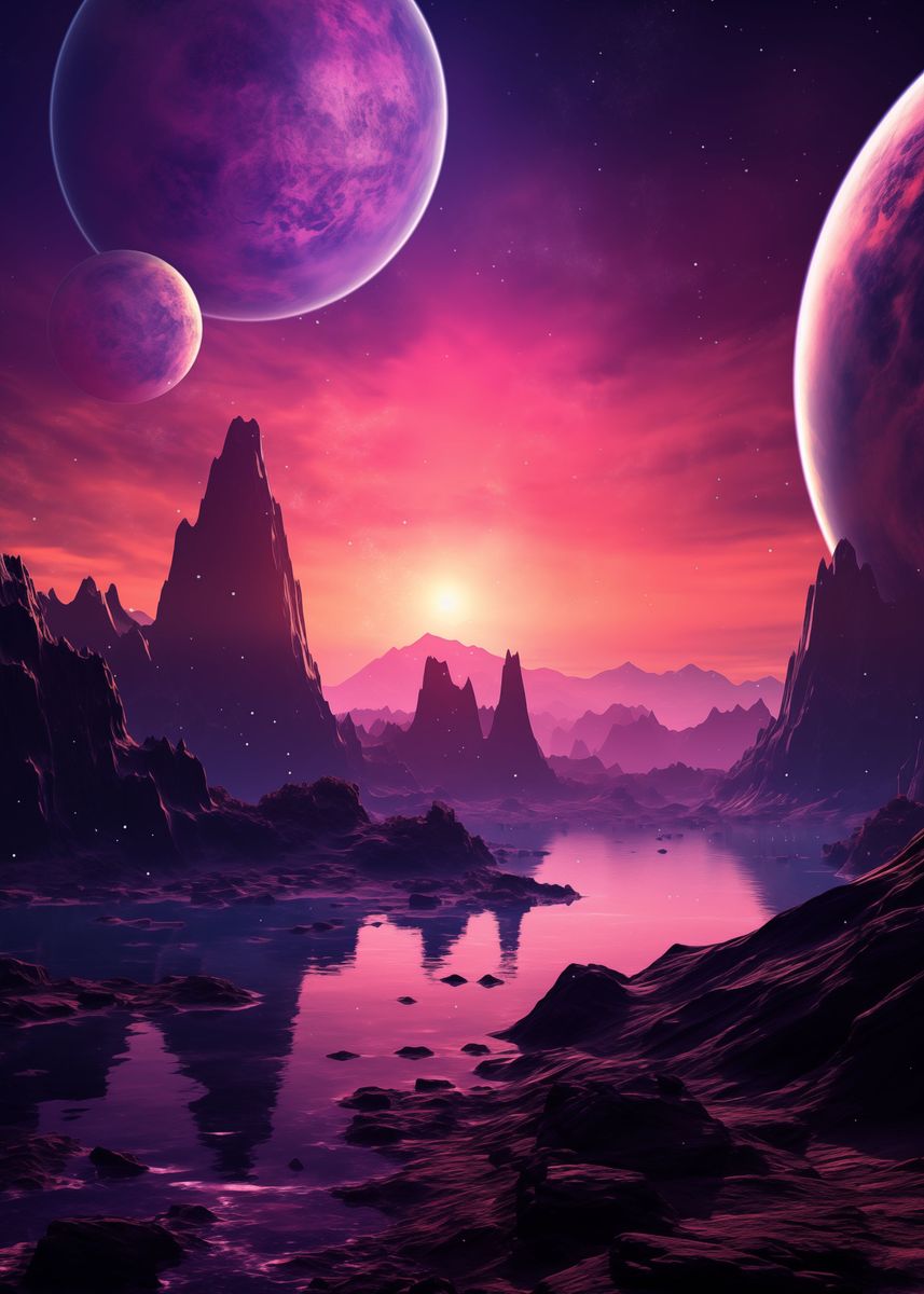 'Violet alien planet' Poster, picture, metal print, paint by Yuki ...