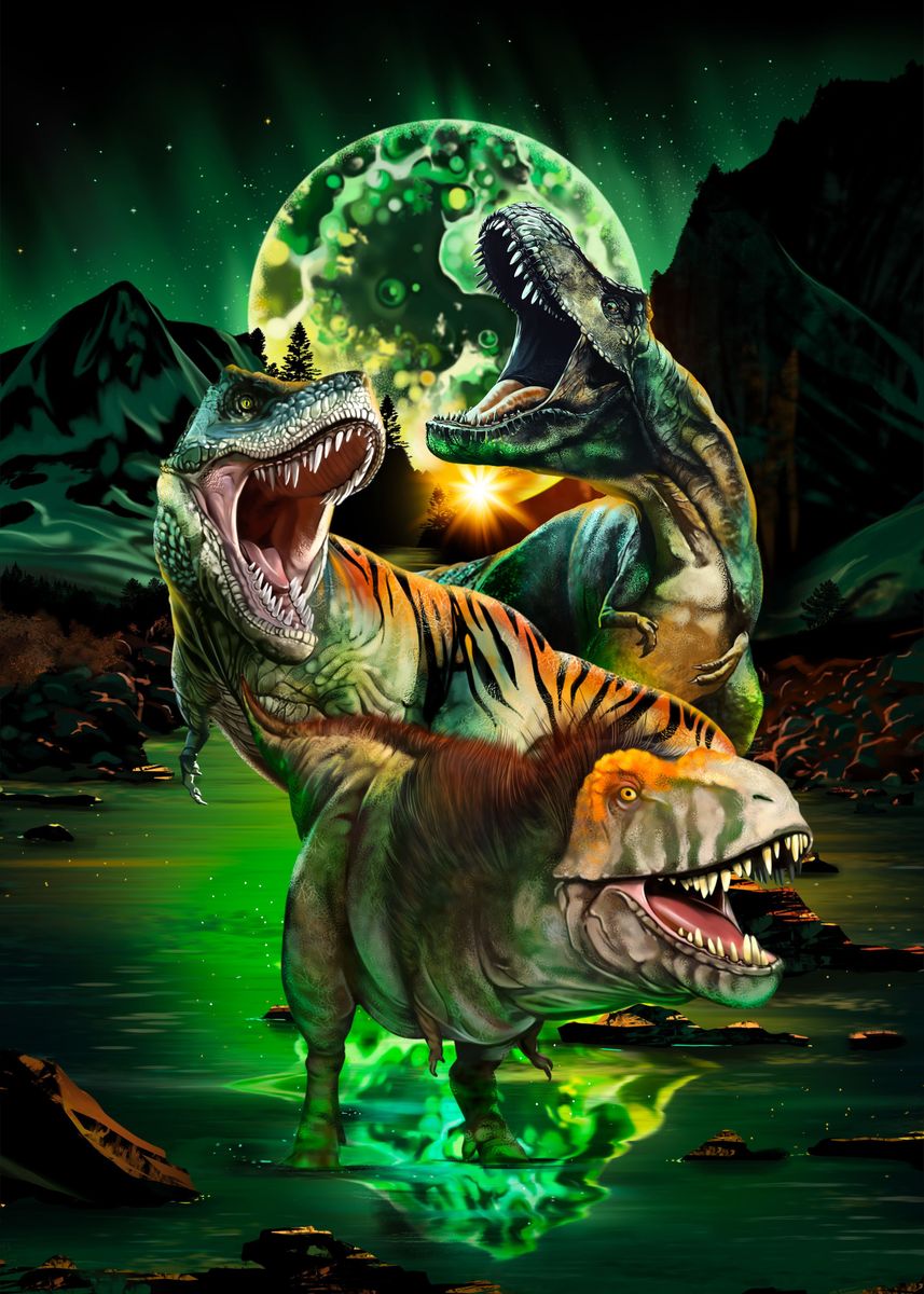 'Tyrannosaurus Rex Hunting' Poster, picture, metal print, paint by Jeff ...