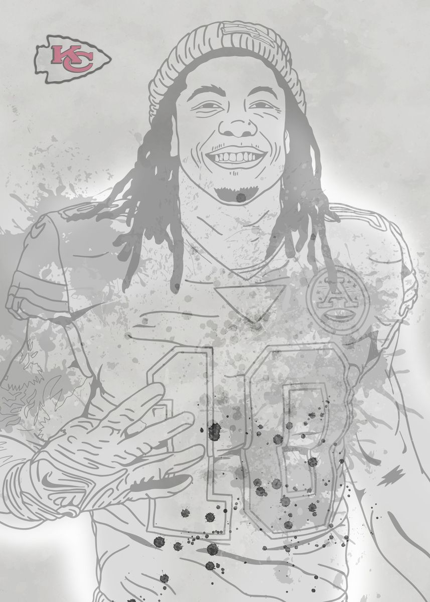 'Isiah Pacheco Kansas City' Poster, picture, metal print, paint by ...