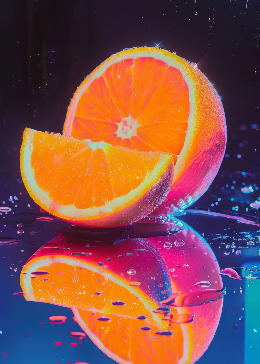 'Oranges Halved Reflecting' Poster, picture, metal print, paint by ...