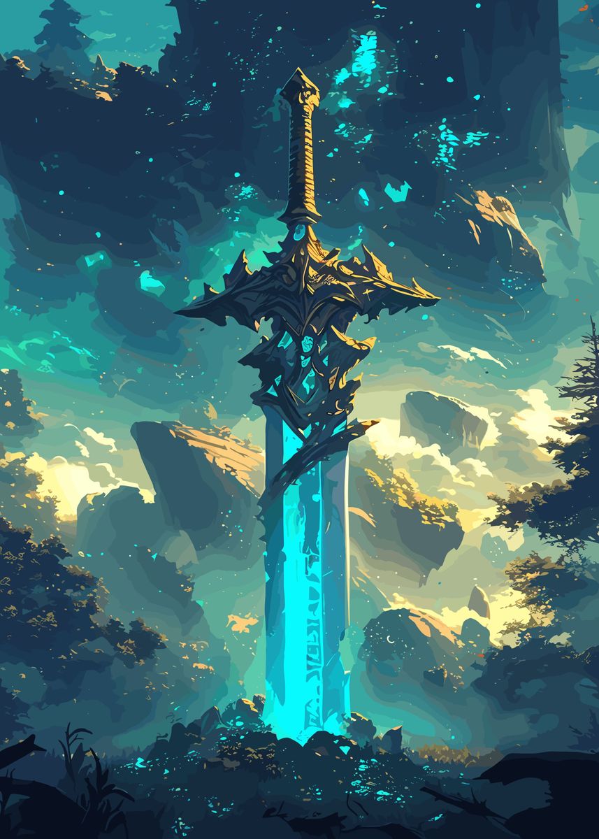 'Magical Excalibur Sword' Poster, picture, metal print, paint by ...