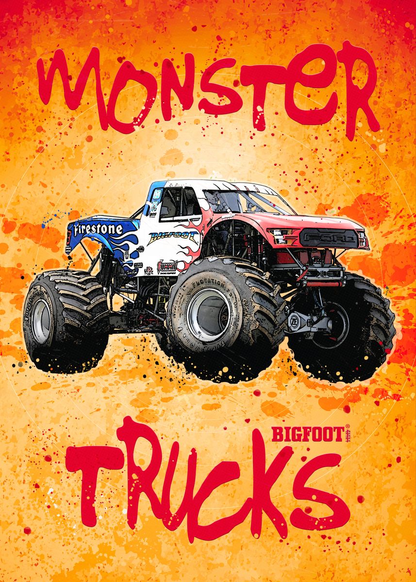 'Monster Truck Graphic 4' Poster, picture, metal print, paint by ...