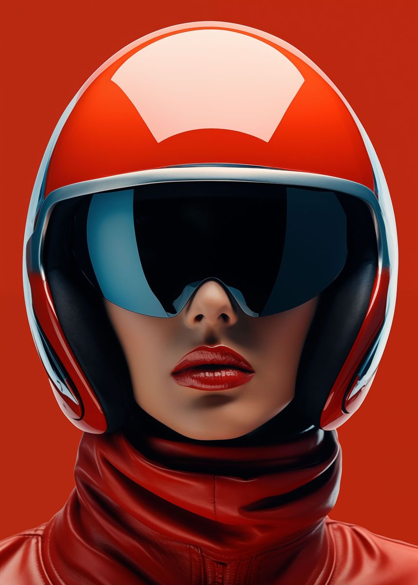'Girl in a racing helmet' Poster, picture, metal print, paint by Roman ...