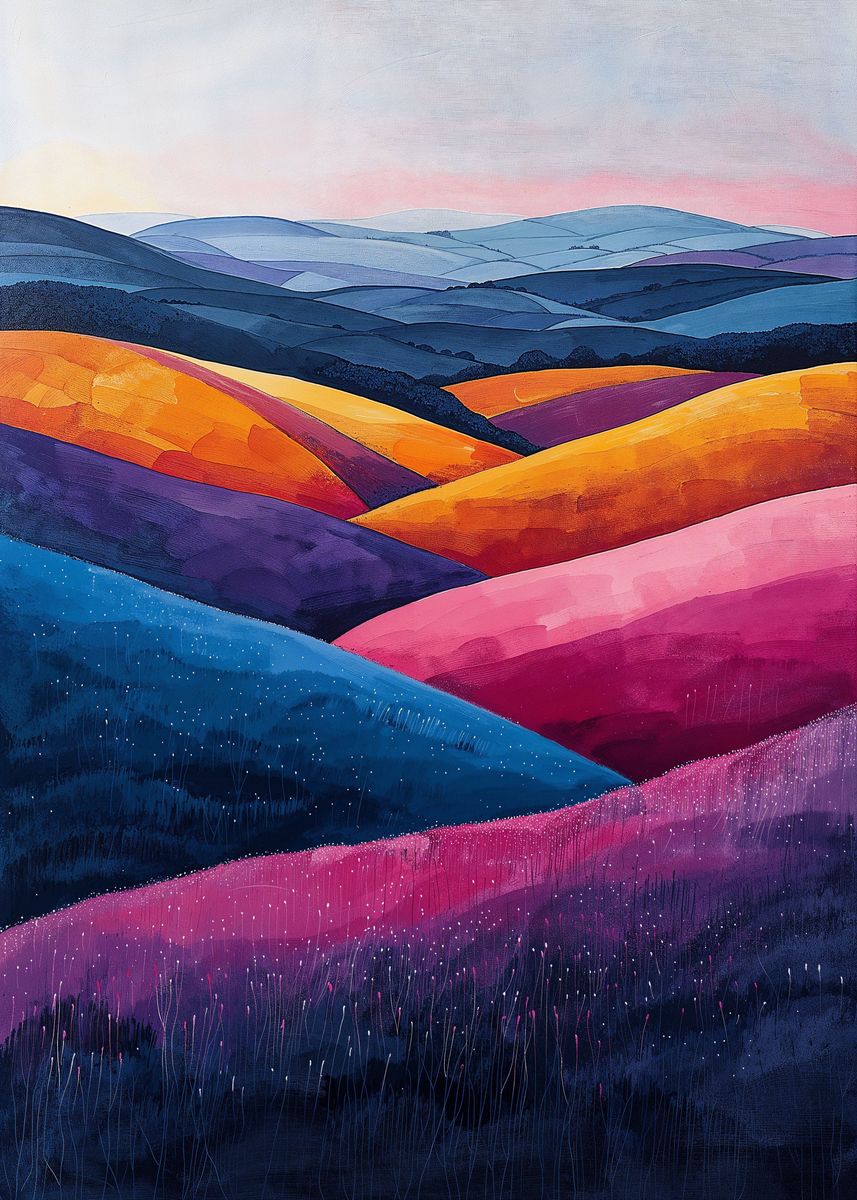 'Hillside Twilight' Poster, picture, metal print, paint by Katsu | Displate