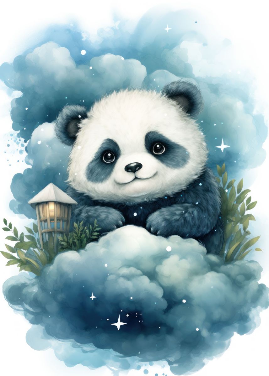 'Baby Panda ' Poster, picture, metal print, paint by Volodymyr Burdiak ...