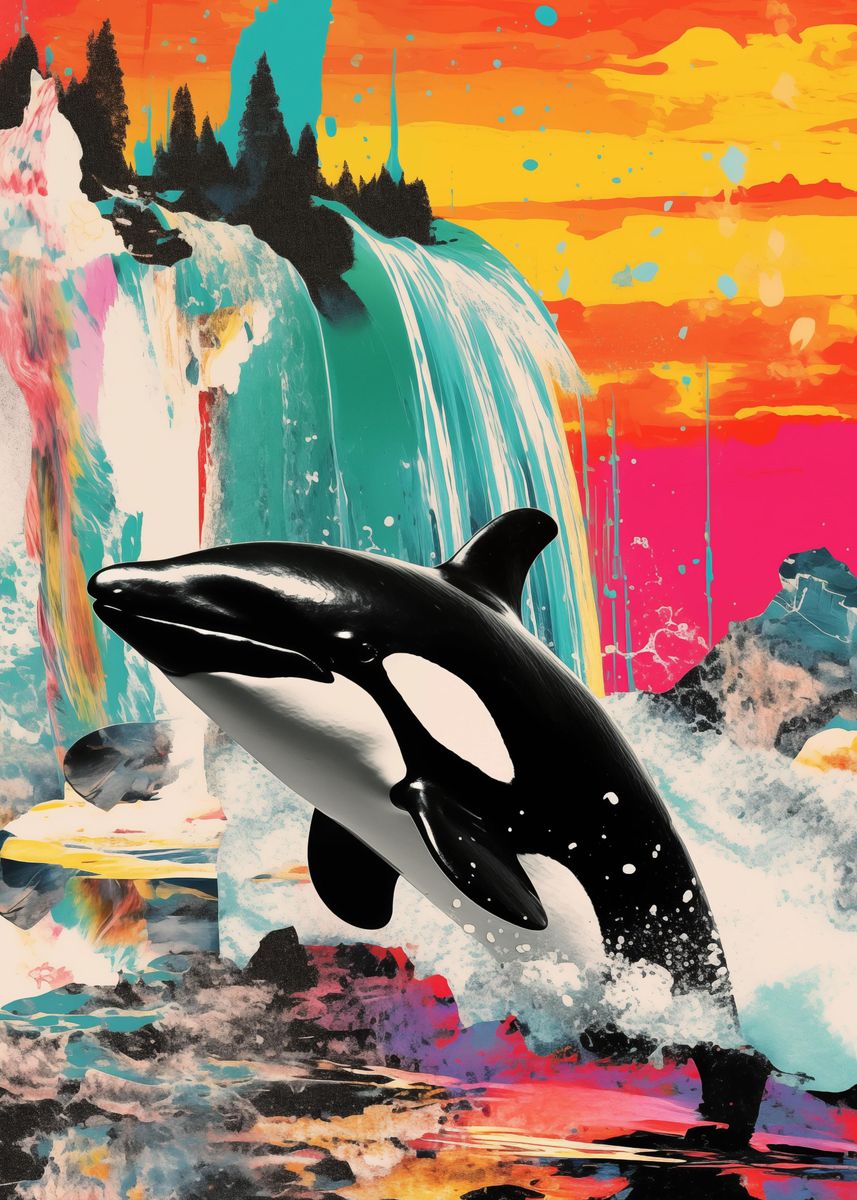 'Collage Mix Orca Whale' Poster, picture, metal print, paint by VAGANTE ...