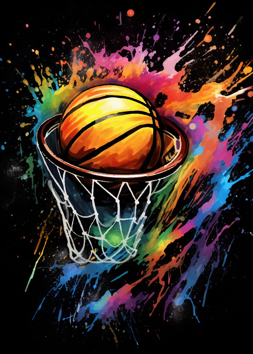 'Basketball sport colorful' Poster, picture, metal print, paint by ...