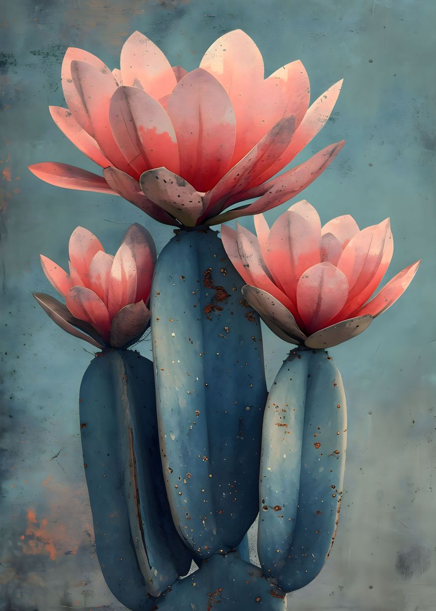 'Abstract Cactus Flower' Poster, picture, metal print, paint by Zanoozi ...