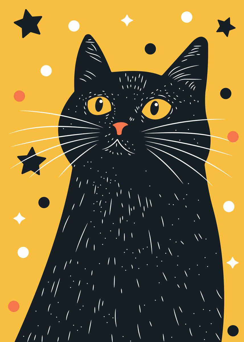 'cat zoning out' Poster, picture, metal print, paint by Biliacci | Displate