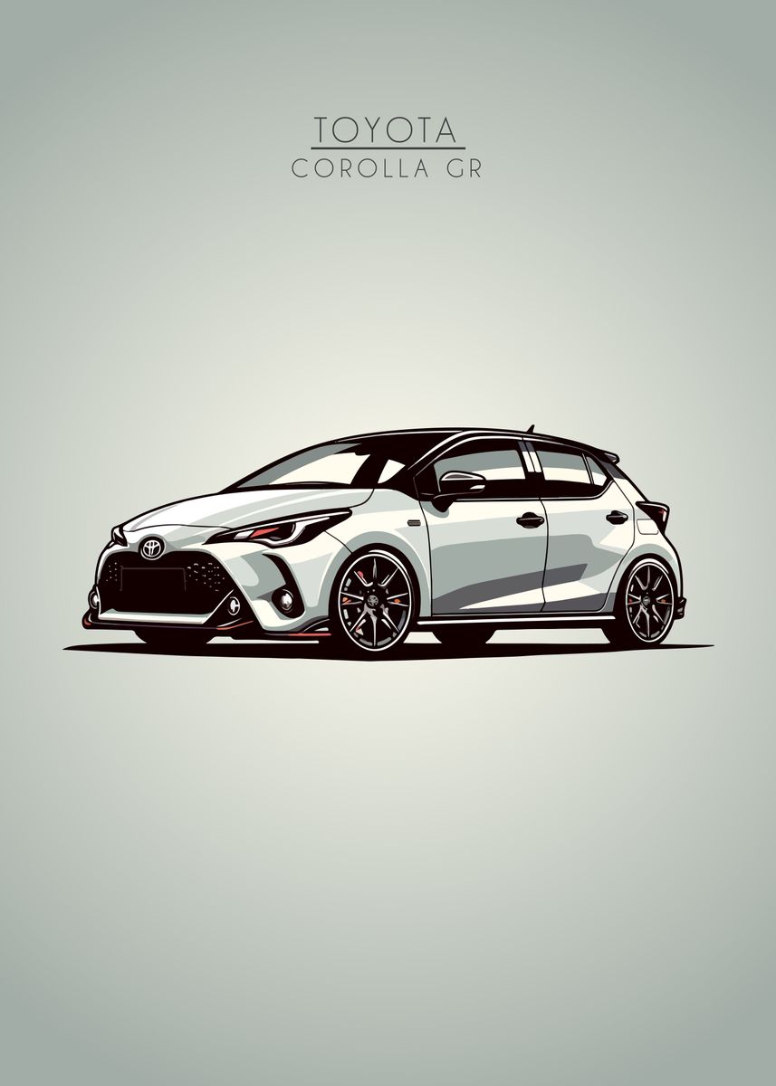 'Toyota Corolla GR' Poster, picture, metal print, paint by Ahmad Nur ...