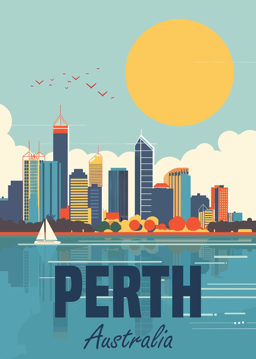 'Perth Australia' Poster, picture, metal print, paint by Mesh | Displate