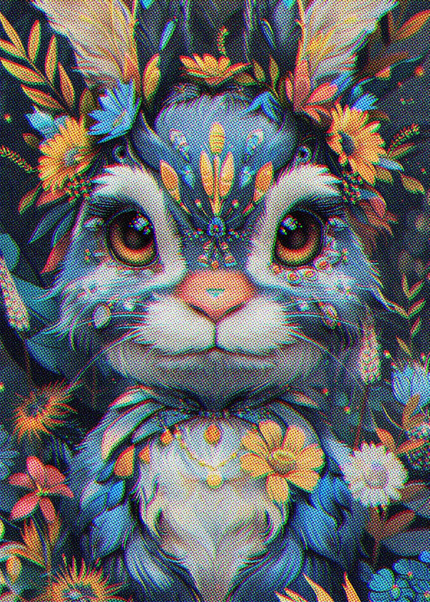 'Abstract Paint Blue Bunny' Poster, picture, metal print, paint by ...