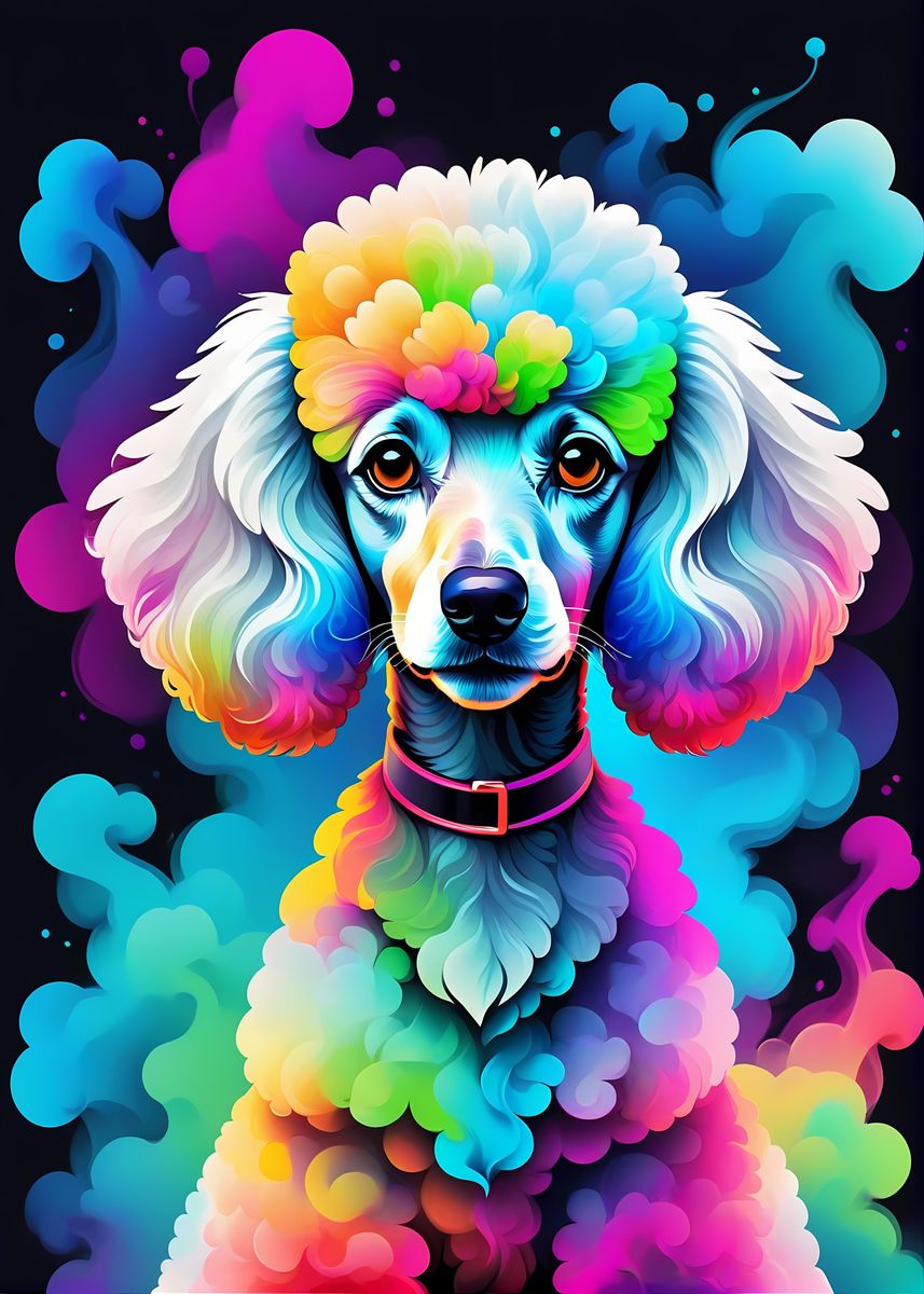 'Geometric Color Poodle' Poster, picture, metal print, paint by ...