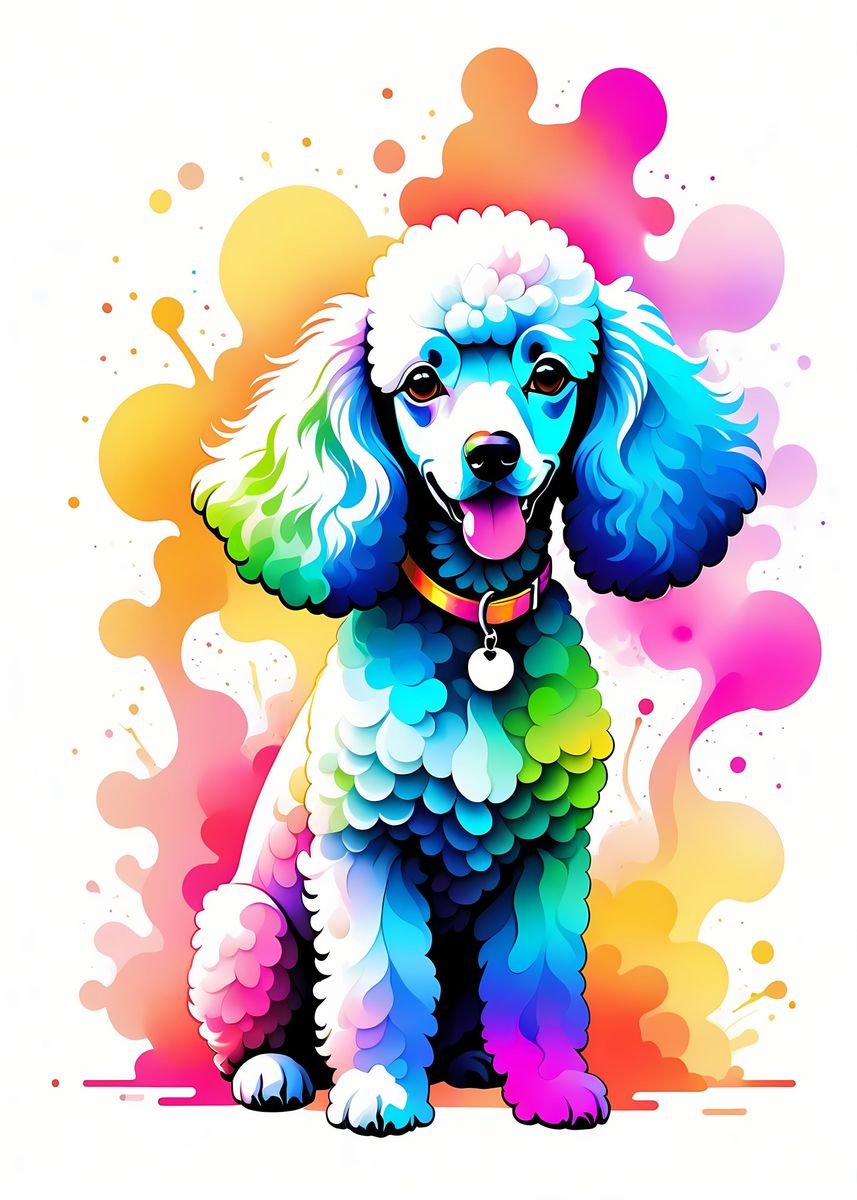 'Geometric Color Poodle' Poster, picture, metal print, paint by ...