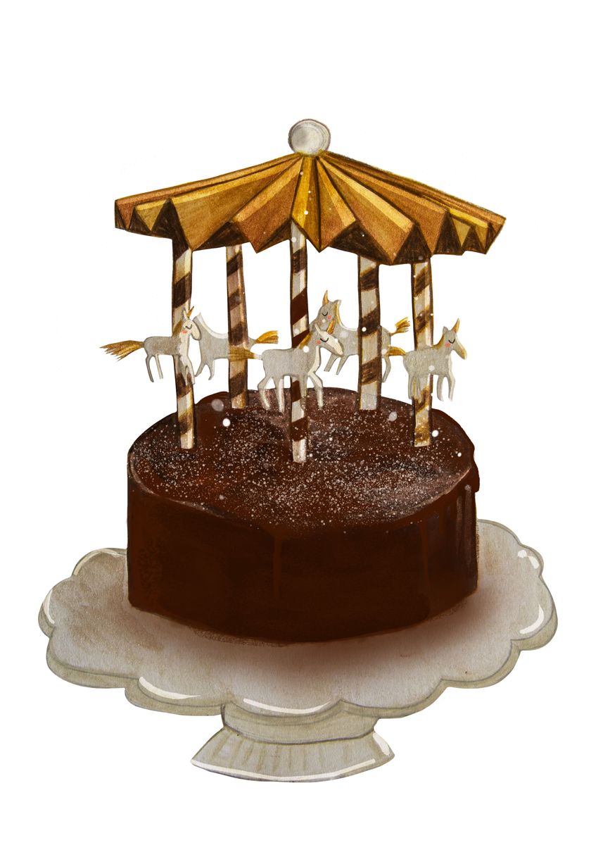 'Carousel Chocolate Cake' Poster, picture, metal print, paint by Vivi ...