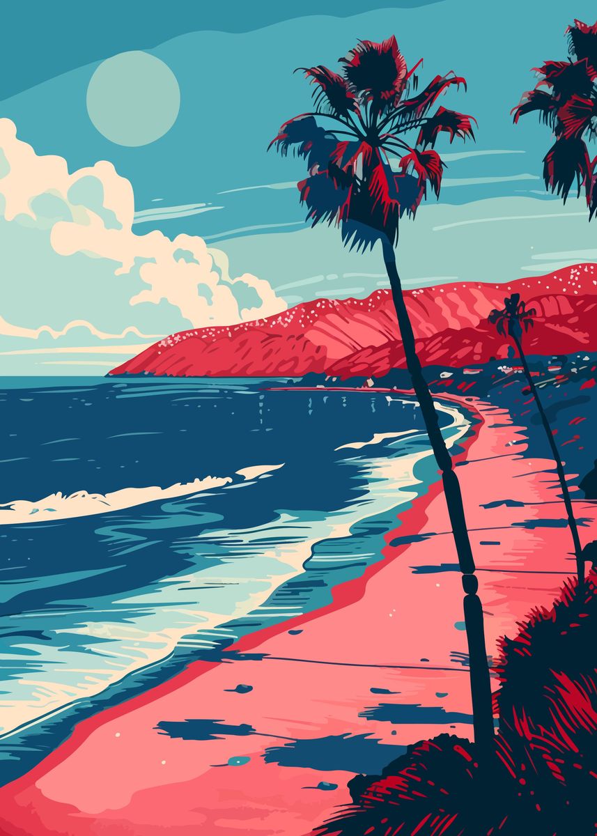 'Minimalist LA Beach Art' Poster, picture, metal print, paint by LVTFCO ...