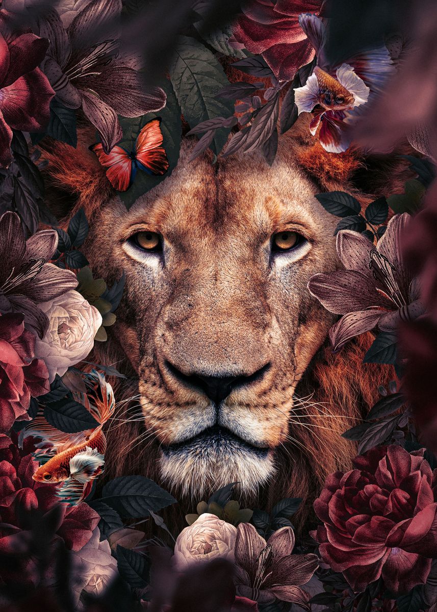 'Magical Hiding Lion' Poster, picture, metal print, paint by Dani ...