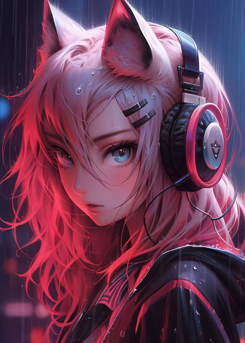'Anime Cat Girl' Poster, picture, metal print, paint by Georgianna ...
