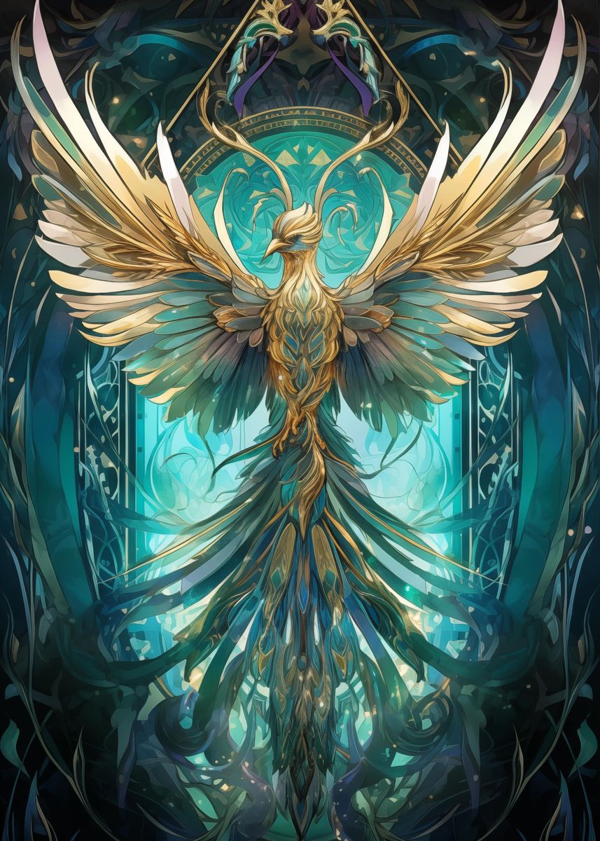 'Fantasy Blue Fire Phoenix' Poster, picture, metal print, paint by ...
