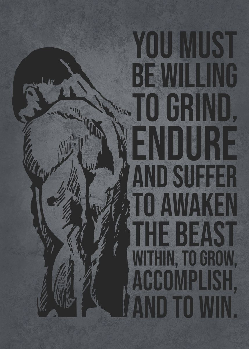 'Endure Gym Motivation' Poster, picture, metal print, paint by GOHAN ...