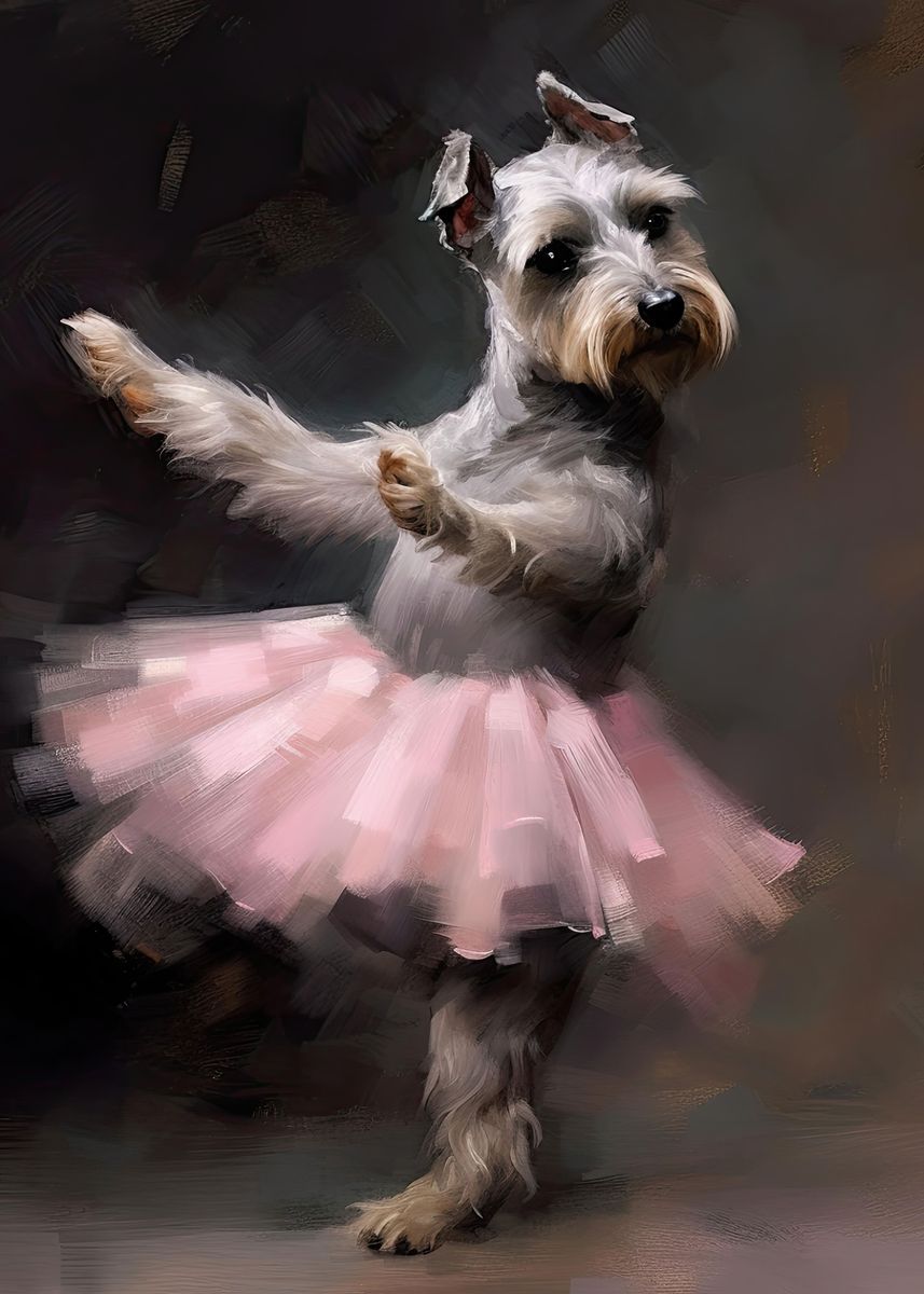 'Schnauzer Ballerina' Poster, picture, metal print, paint by PetPrints | Displate