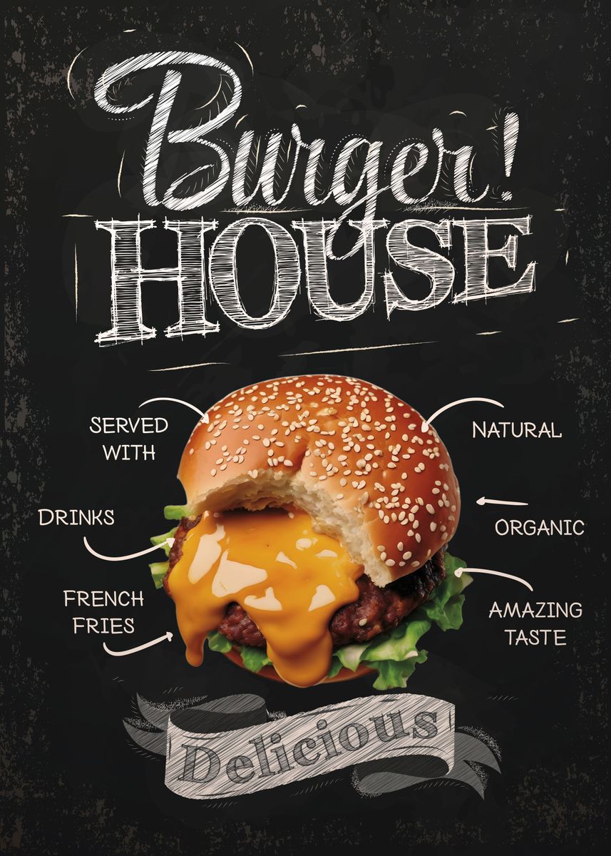'Burger House Cheesburger' Poster, picture, metal print, paint by ...